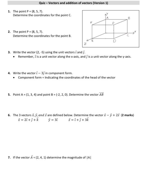 Solved Quiz - Vectors and addition of vectors (Version 1) 1. | Chegg.com