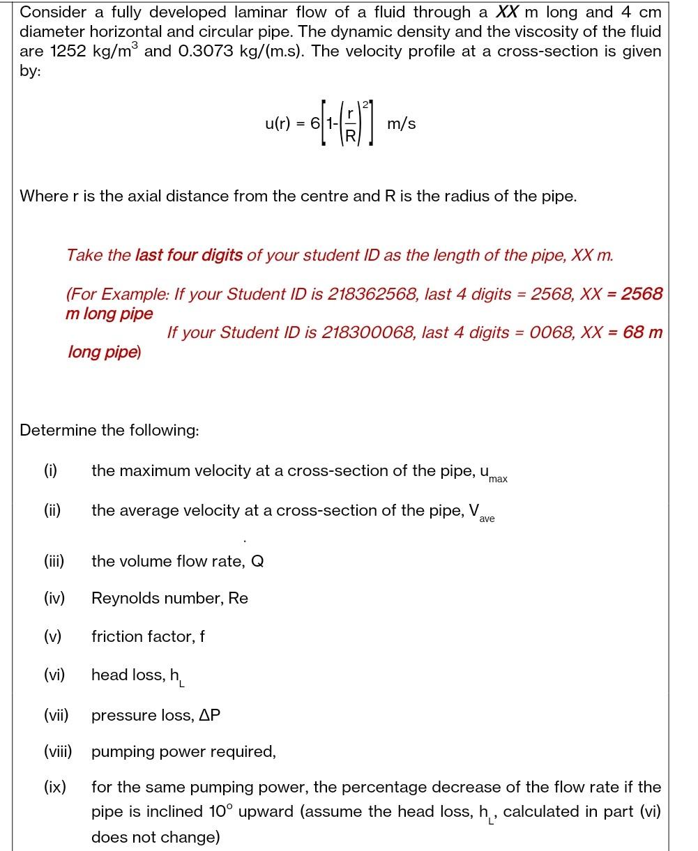 Solved Consider a fully developed laminar flow of a fluid | Chegg.com