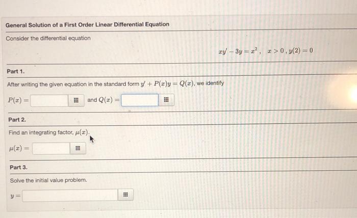 Solved General Solution of a First Order Linear Differential | Chegg.com