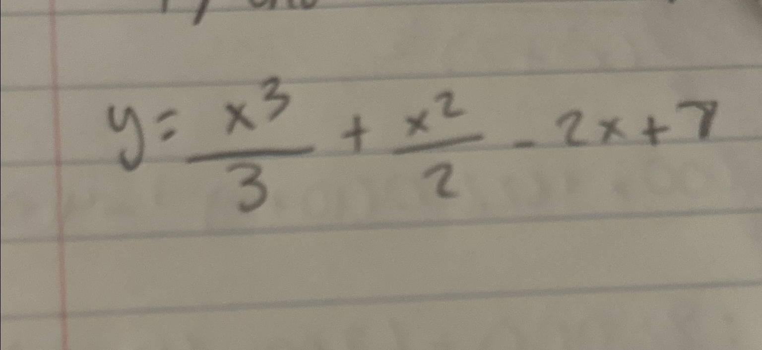 Solved y=x33+x22-2x+7 ﻿consider the following function find | Chegg.com