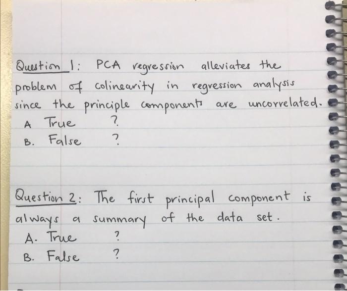 Solved PCA regression Question li alleviates the problem of | Chegg.com