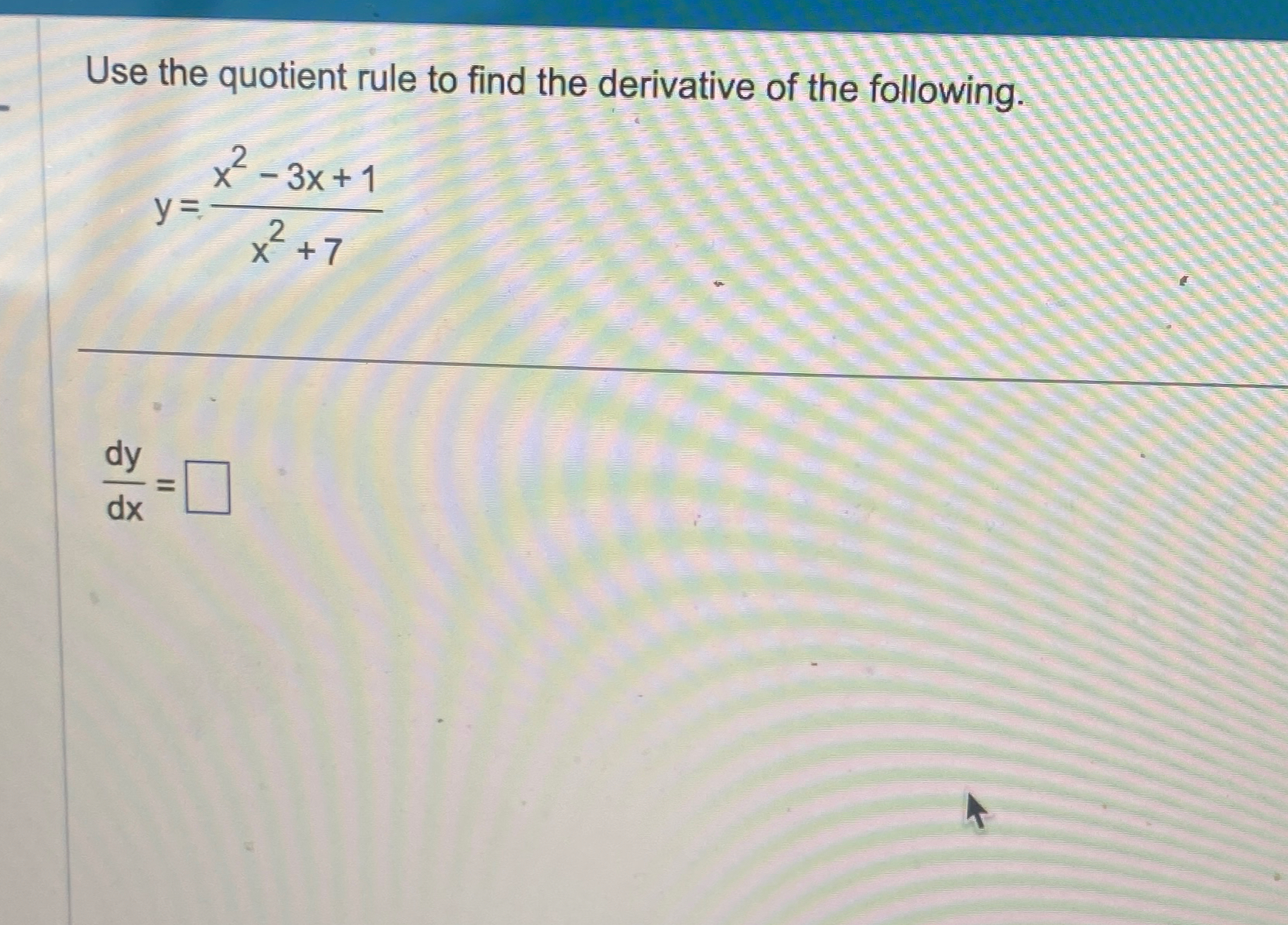 Solved Use the quotient rule to find the derivative of the | Chegg.com