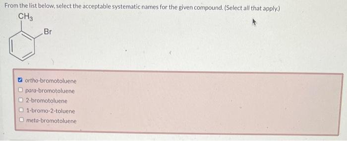 Solved ortho-bromotoluene para-bromotoluene 2-bromotoluene | Chegg.com