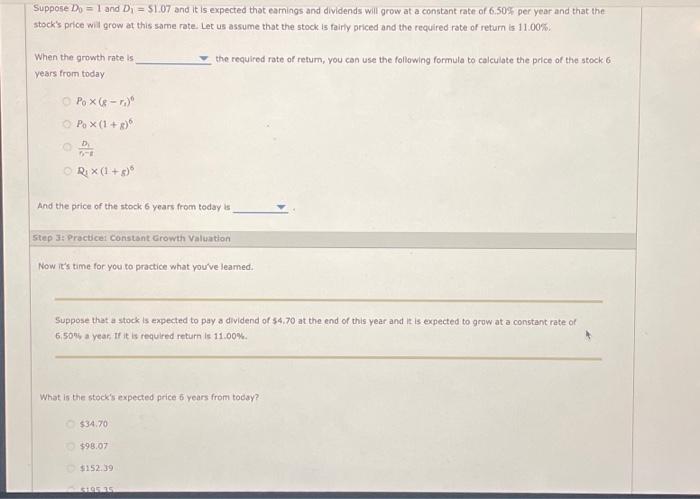 Solved Suppose D0=1 and D1=51.07 and it is expected that | Chegg.com