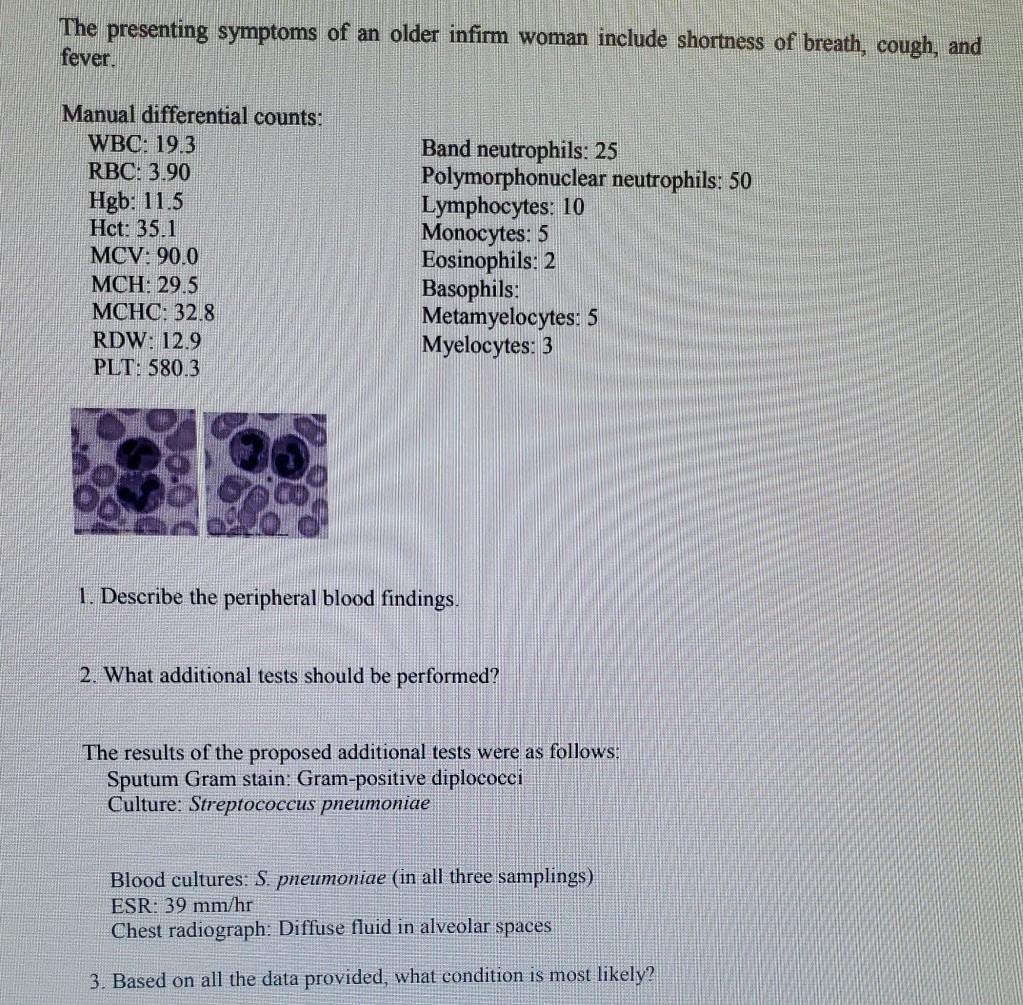 The presenting symptoms of an older infirm woman | Chegg.com