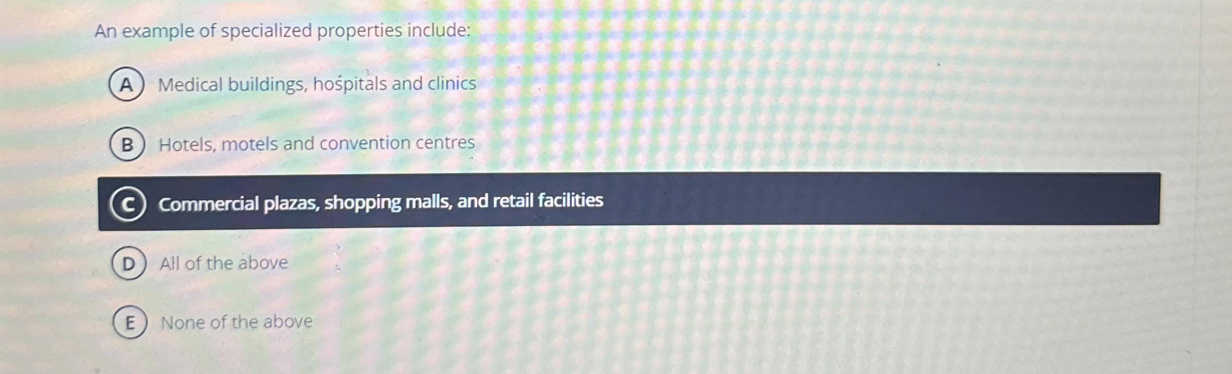 Solved An example of specialized properties include:Medical | Chegg.com