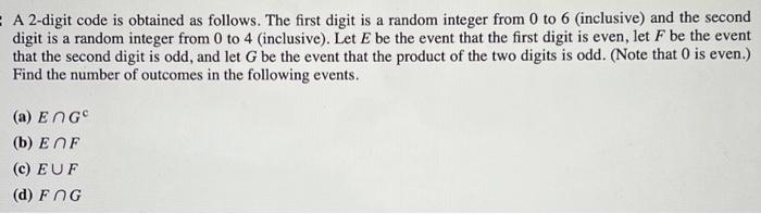 Solved A 2-digit code is obtained as follows. The first | Chegg.com