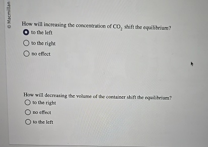 Solved How will increasing the concentration of CO2 ﻿shift | Chegg.com