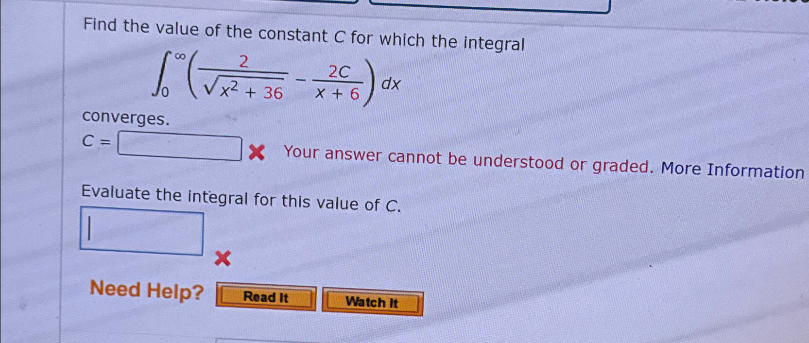 Solved Find the value of the constant C ﻿for which the | Chegg.com