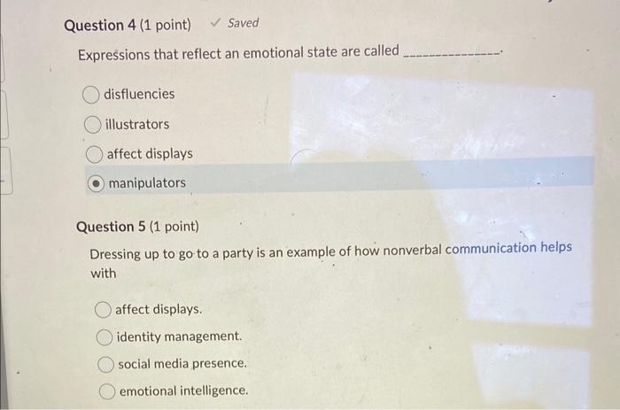 Expressions that reflect an emotional state are | Chegg.com