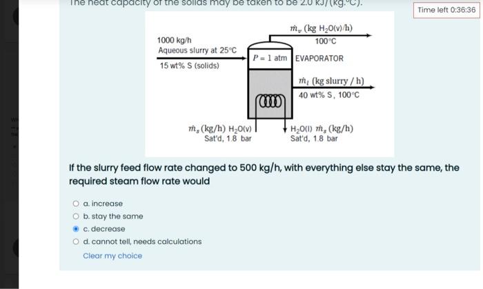 Solved Time left 1:06:26 of An aqueous slurry at 25°C | Chegg.com