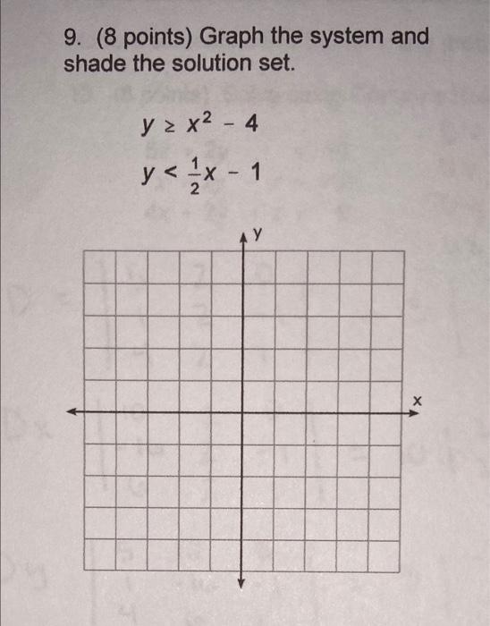 Solved 9. (8 points) Graph the system and shade the solution | Chegg.com