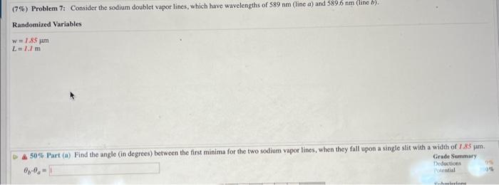 Solved (7\%) Problem 7: Consider the sodium doublet vapor | Chegg.com Solved (7\%) Problem 7: Consider the sodium doublet vapor | Chegg.com