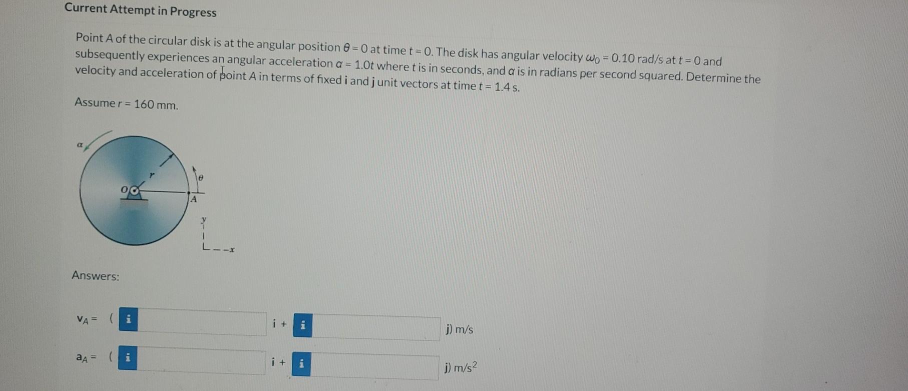 Solved Current Attempt in Progress Point A of the circular | Chegg.com