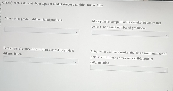 Solved Classify each statement about types of market | Chegg.com