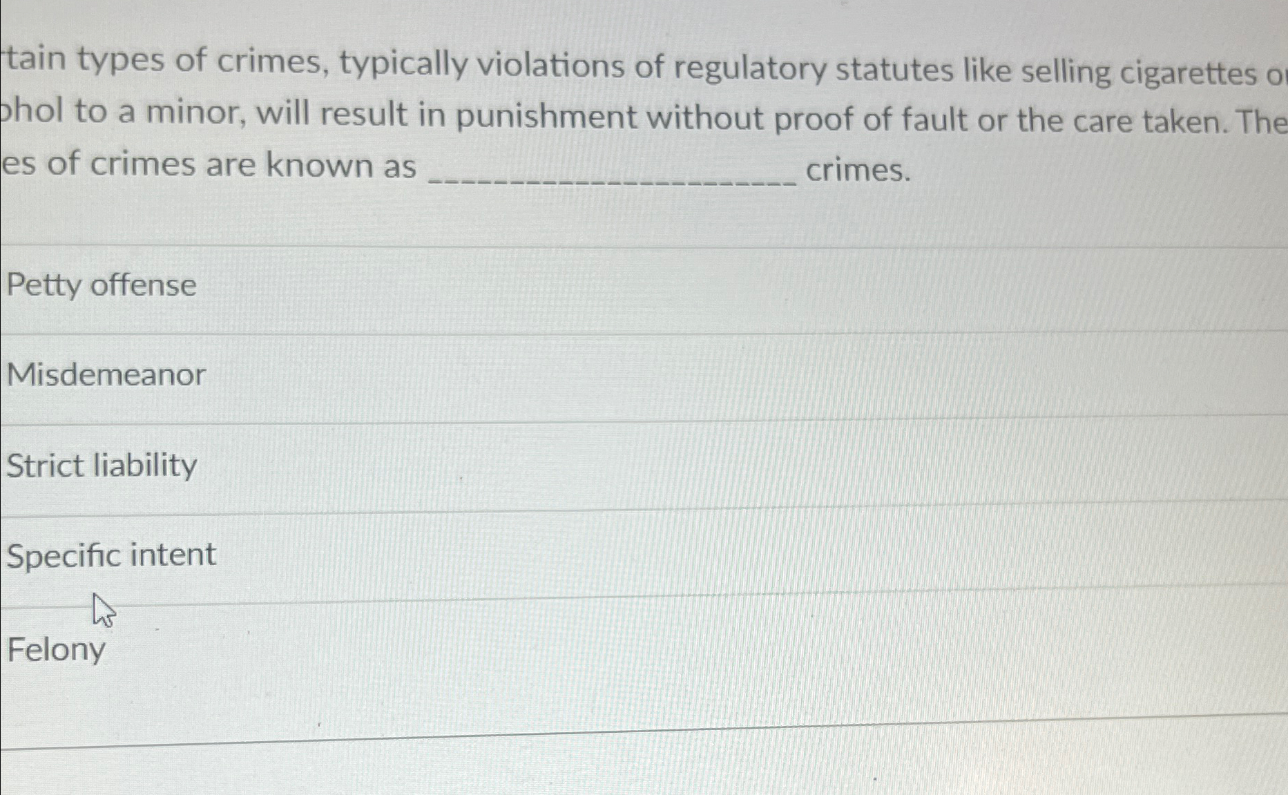 Solved tain types of crimes, typically violations of | Chegg.com