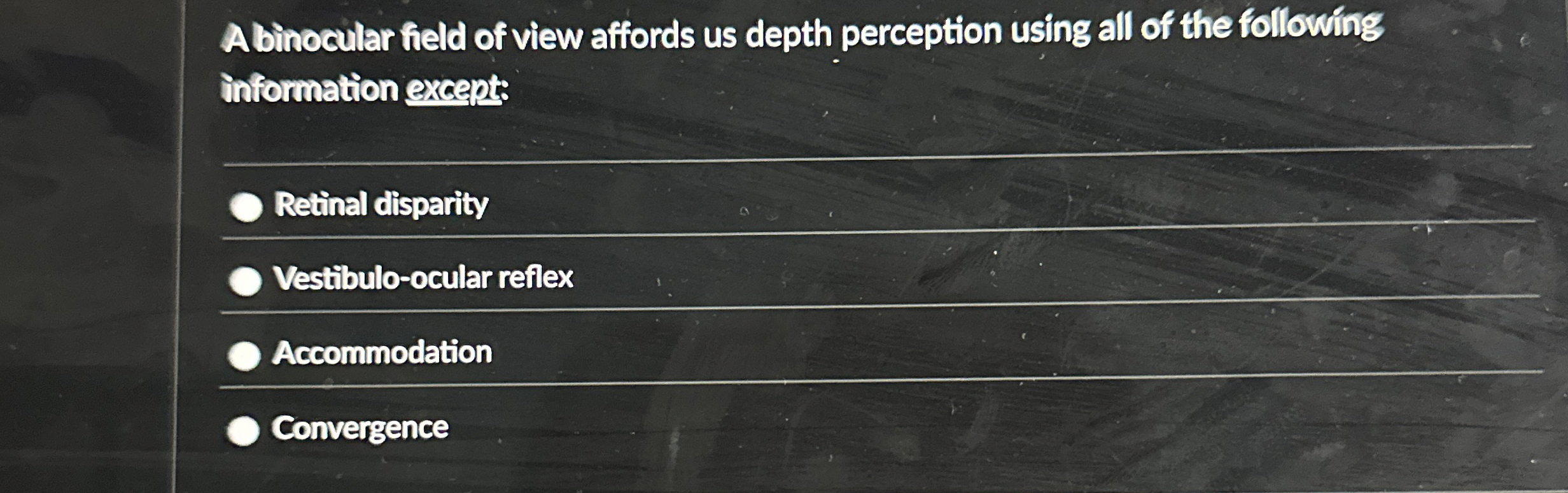 Solved A binocular field of view affords us depth perception | Chegg.com