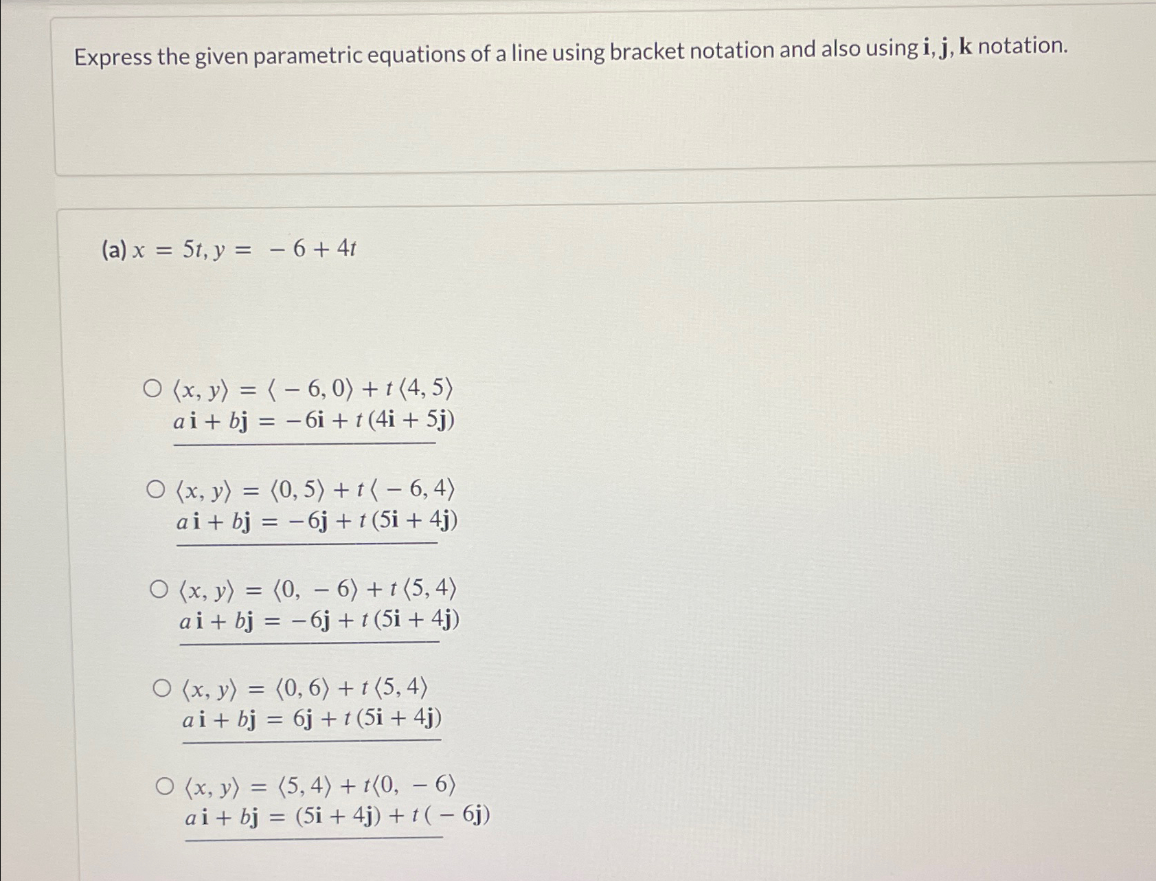 Solved Express the given parametric equations of a line | Chegg.com