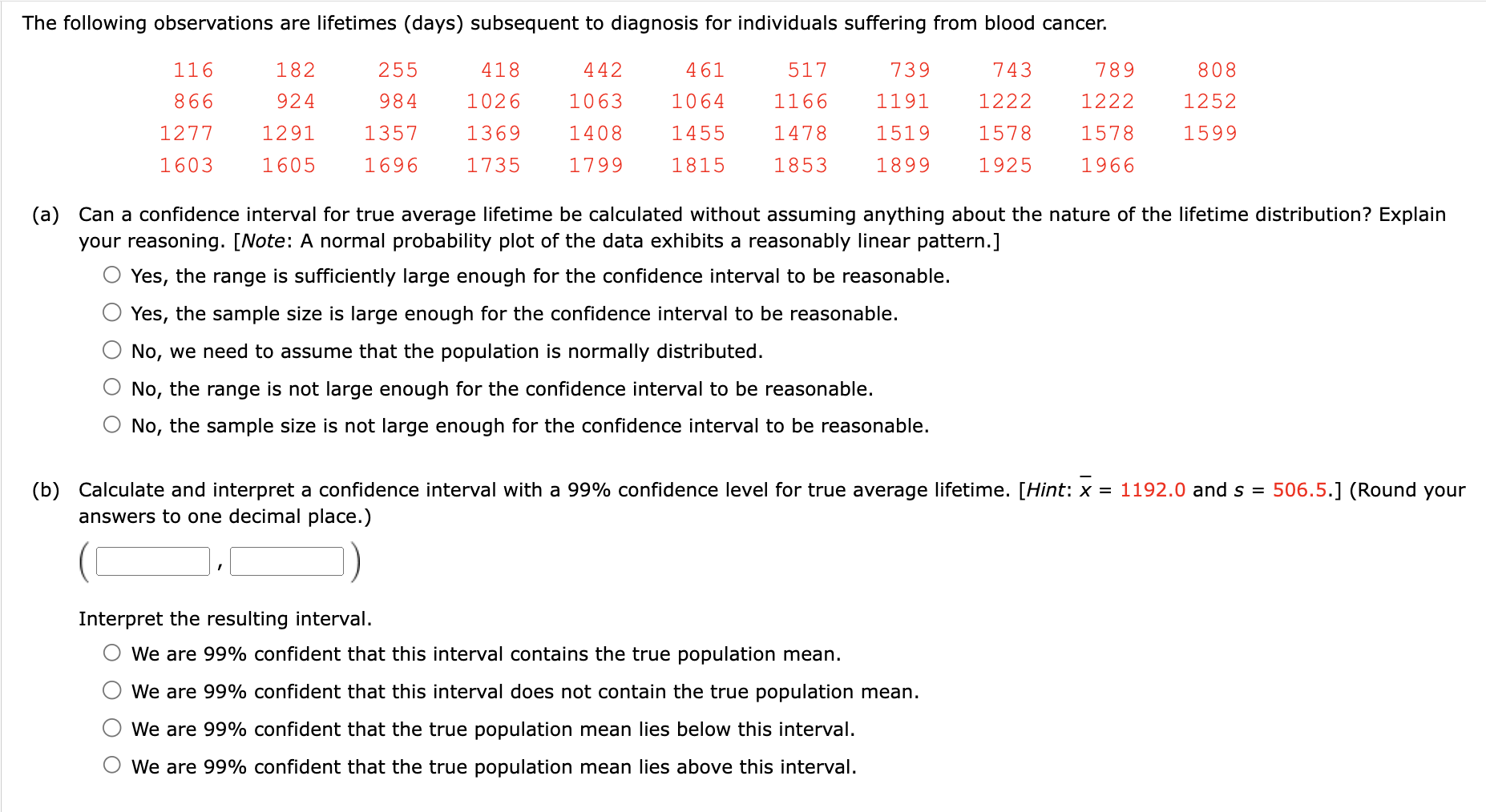 Solved (b) ﻿Calculate and interpret a confidence interval | Chegg.com