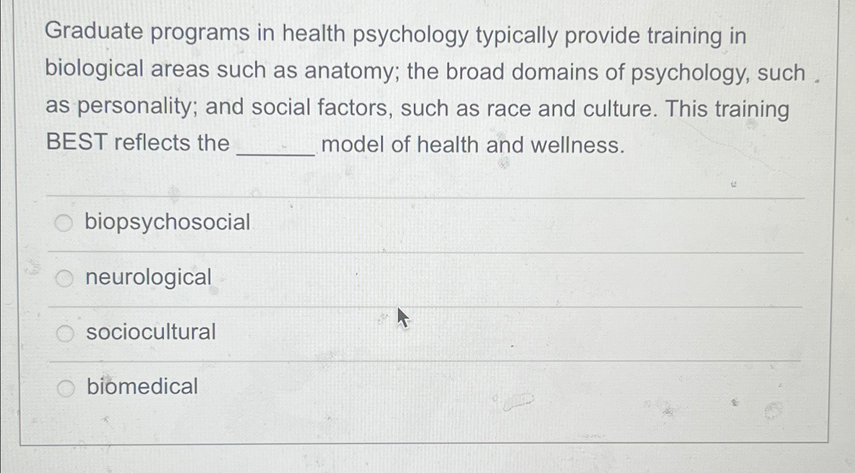 Solved Graduate programs in health psychology typically | Chegg.com