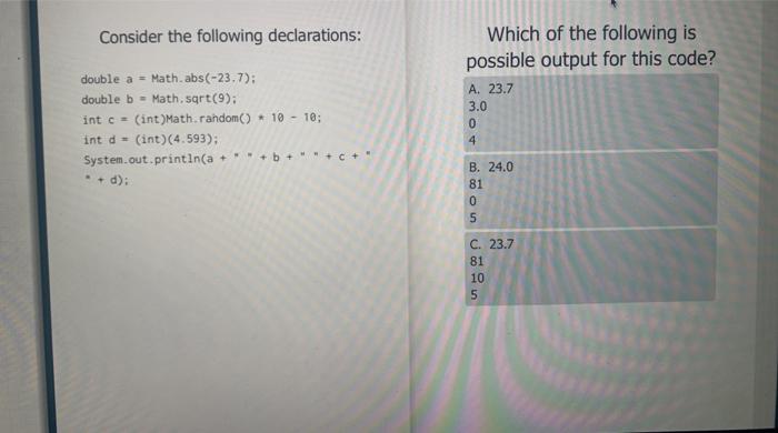 Solved Consider The Following Declarations Which Of The