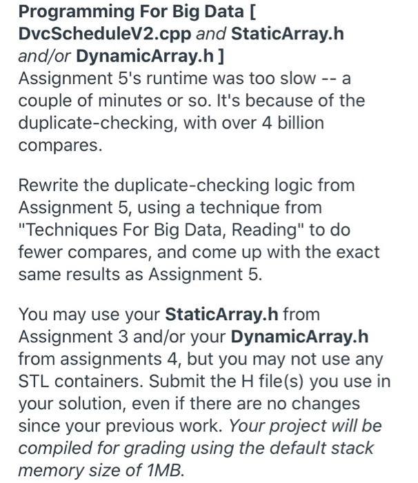 Programming For Big Data [ DvcScheduleV2.cpp and | Chegg.com