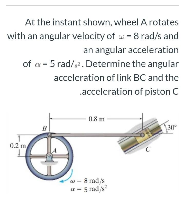 Solved At the instant shown, wheel A rotates with an angular | Chegg.com