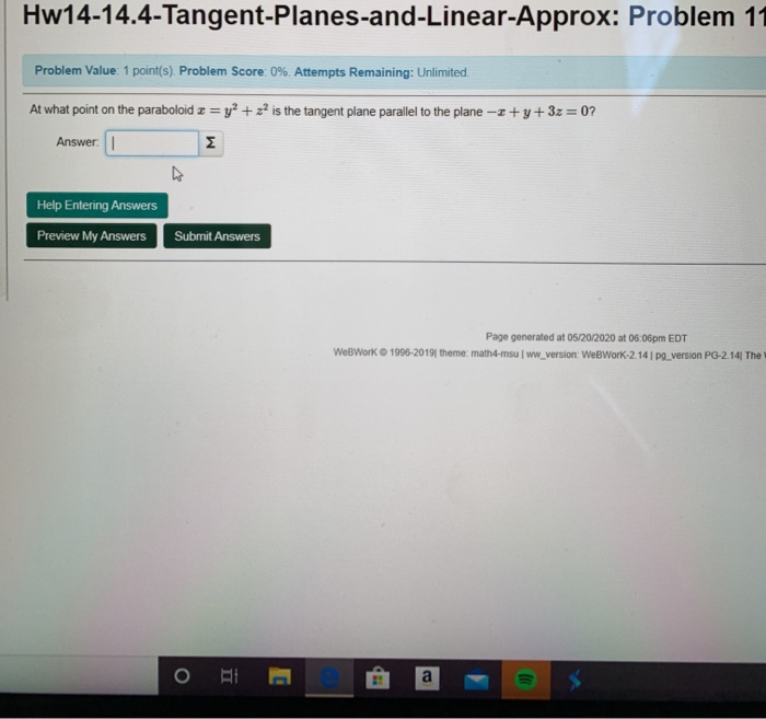 Solved Hw14-14.4-Tangent-Planes-and-Linear-Approx: Problem | Chegg.com