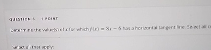 Solved QUESTION 6 - 1 ﻿POINTDetermine the value(s) ﻿of x | Chegg.com