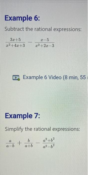 Solved Subtract the rational expressions: | Chegg.com