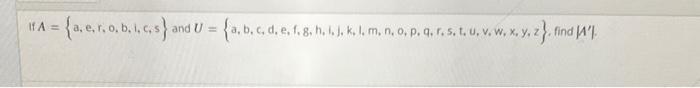Solved If A={a,e,r,o,b,i,c,s} and | Chegg.com