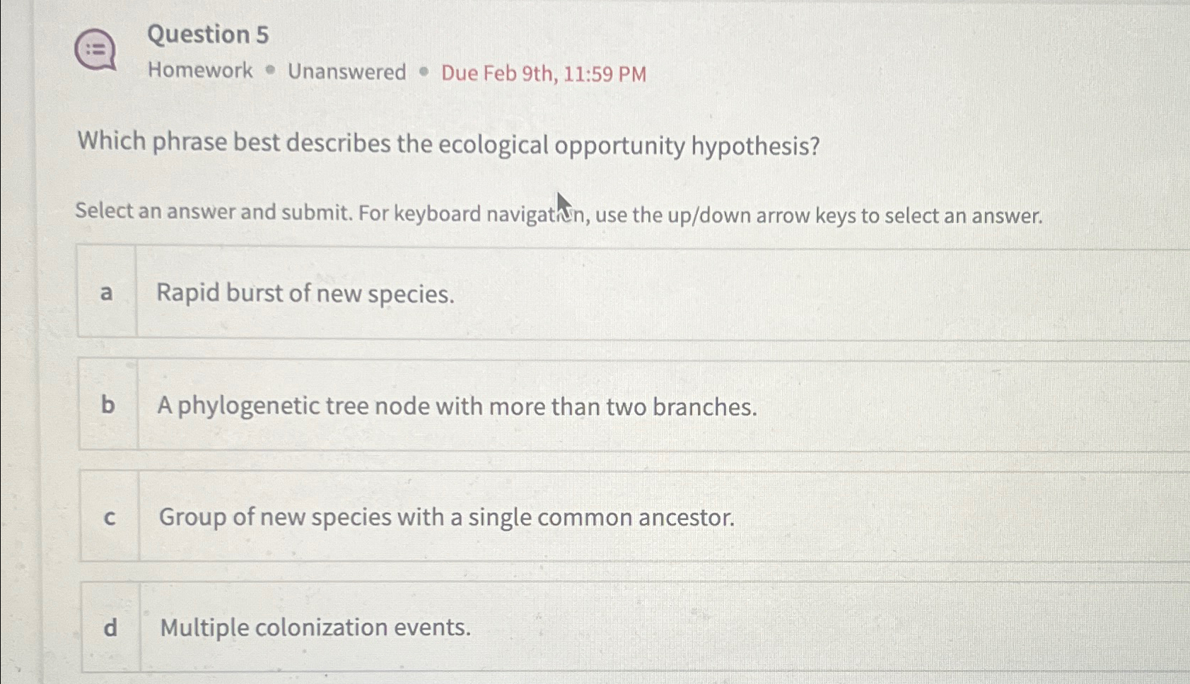 Solved Question 5Homework * ﻿Unanswered * ﻿Due Feb | Chegg.com