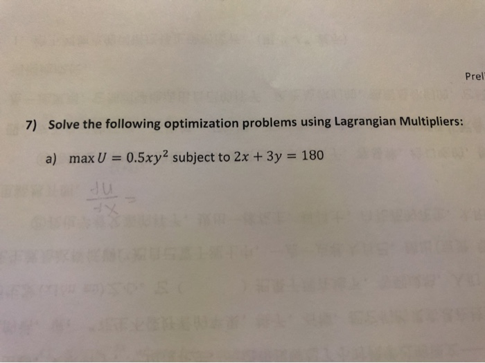 Solved Prel 7) Solve the following optimization problems | Chegg.com