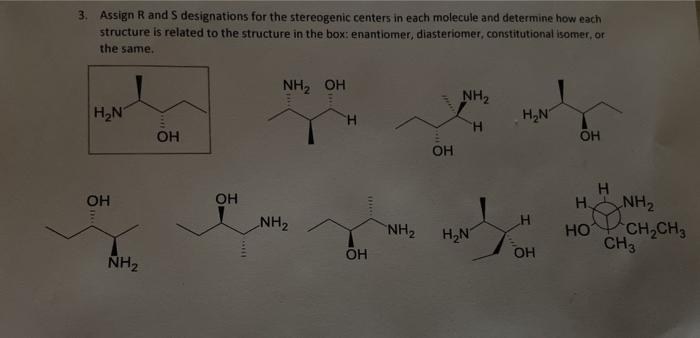 Solved 3. Assign R and S designations for the stereogenic | Chegg.com