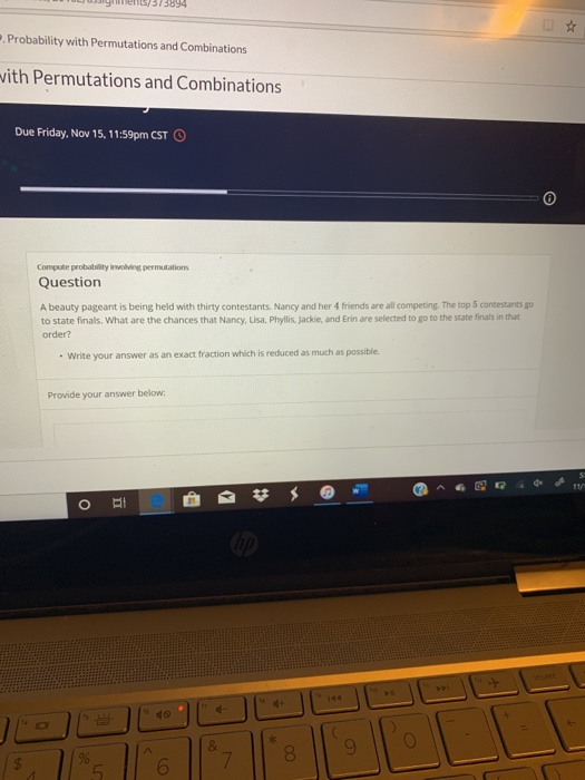 Solved Lys/373894 . Probability with Permutations and | Chegg.com