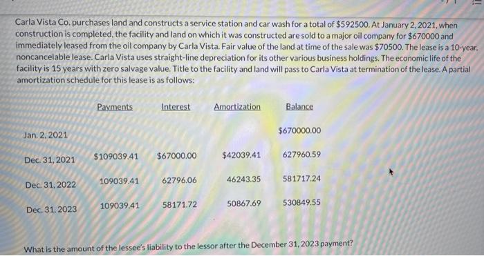 Solved Carla Vista Co. purchases land and constructs a | Chegg.com