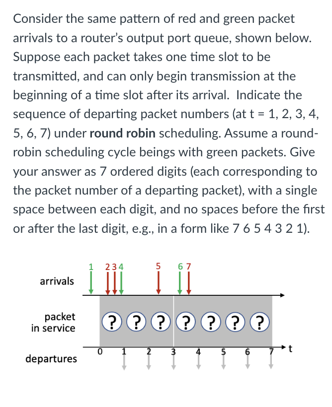 Solved Consider the same pattern of red and green packet | Chegg.com