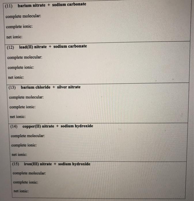 Solved Part II: Write the molecular, complete ionic, and net | Chegg.com