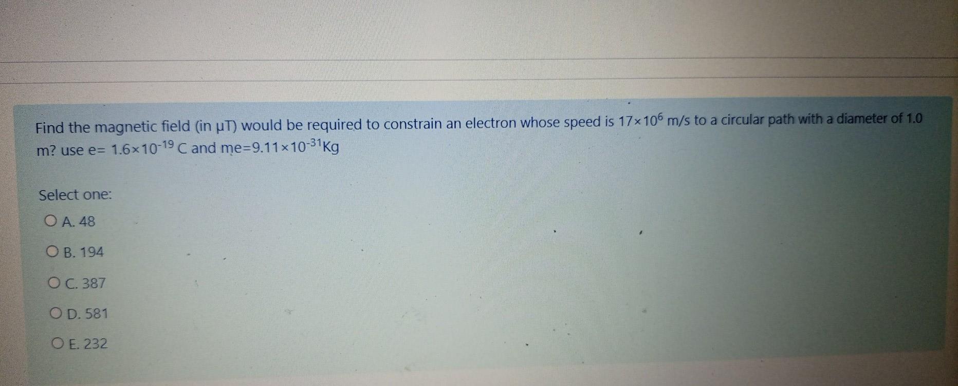 Solved Find the magnetic field (in uT) would be required to | Chegg.com