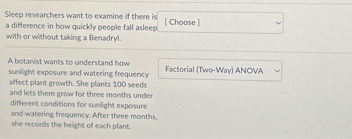 Solved Match each scenario with the appropriate statistical | Chegg.com