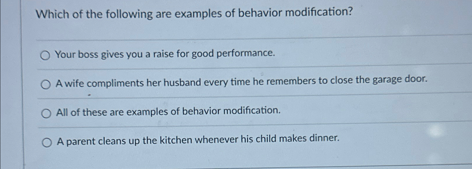 Solved Which of the following are examples of behavior | Chegg.com