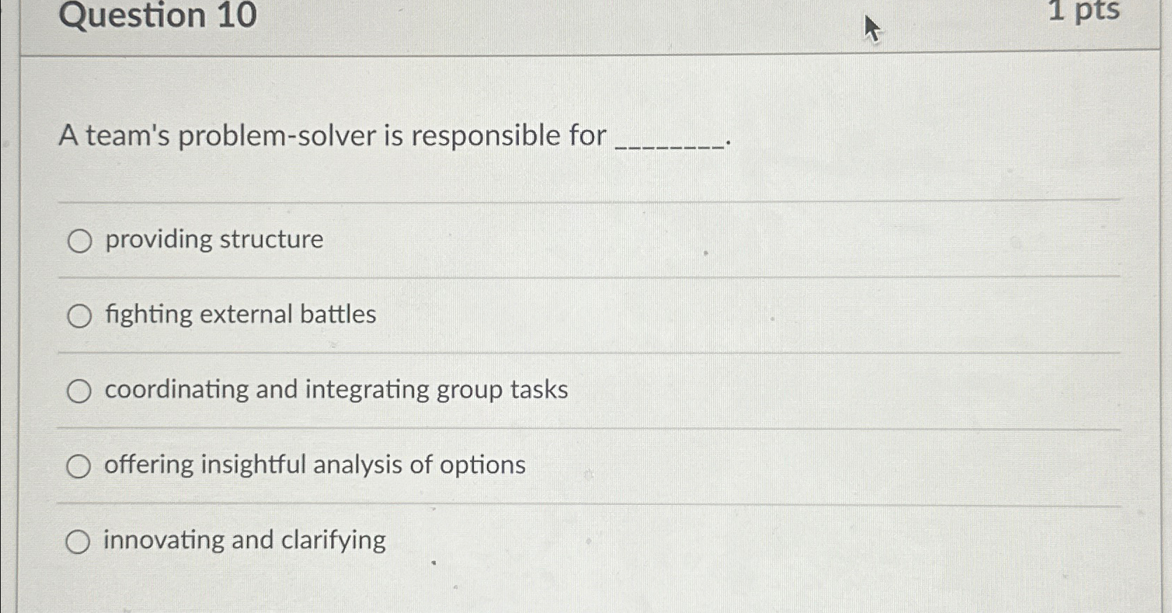 Solved Question 101 ﻿ptsA team's problem-solver is | Chegg.com