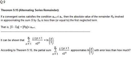 Solved Theorem 9.1S (Alternating Series Remainder): If a | Chegg.com