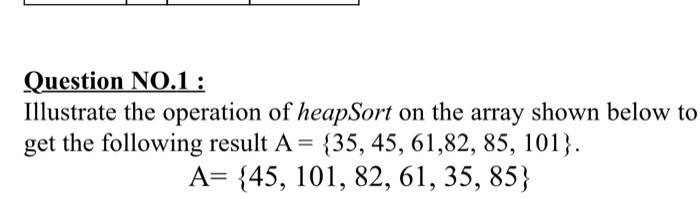 Solved Question NO.1 : Illustrate the operation of heapSort | Chegg.com
