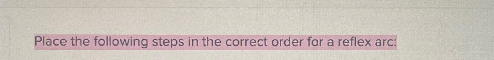 Solved Place the following steps in the correct order for a | Chegg.com