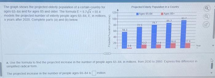 Solved The graph shows the projected elderly population of a | Chegg.com