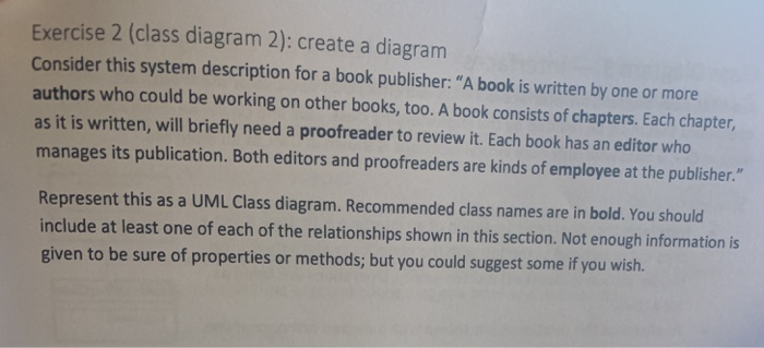 Solved Exercise 2 (class diagram 2): create a diagram | Chegg.com