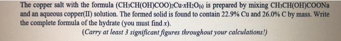 Solved The copper salt with the formula | Chegg.com