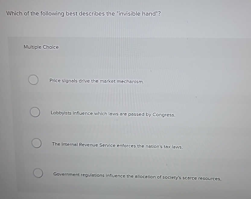 Solved Which of the following best describes the "invisible | Chegg.com
