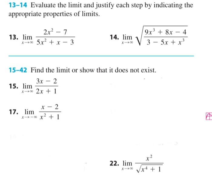 Solved 27. limx→∞(9x2+x−3x)13-14 Evaluate the limit and | Chegg.com
